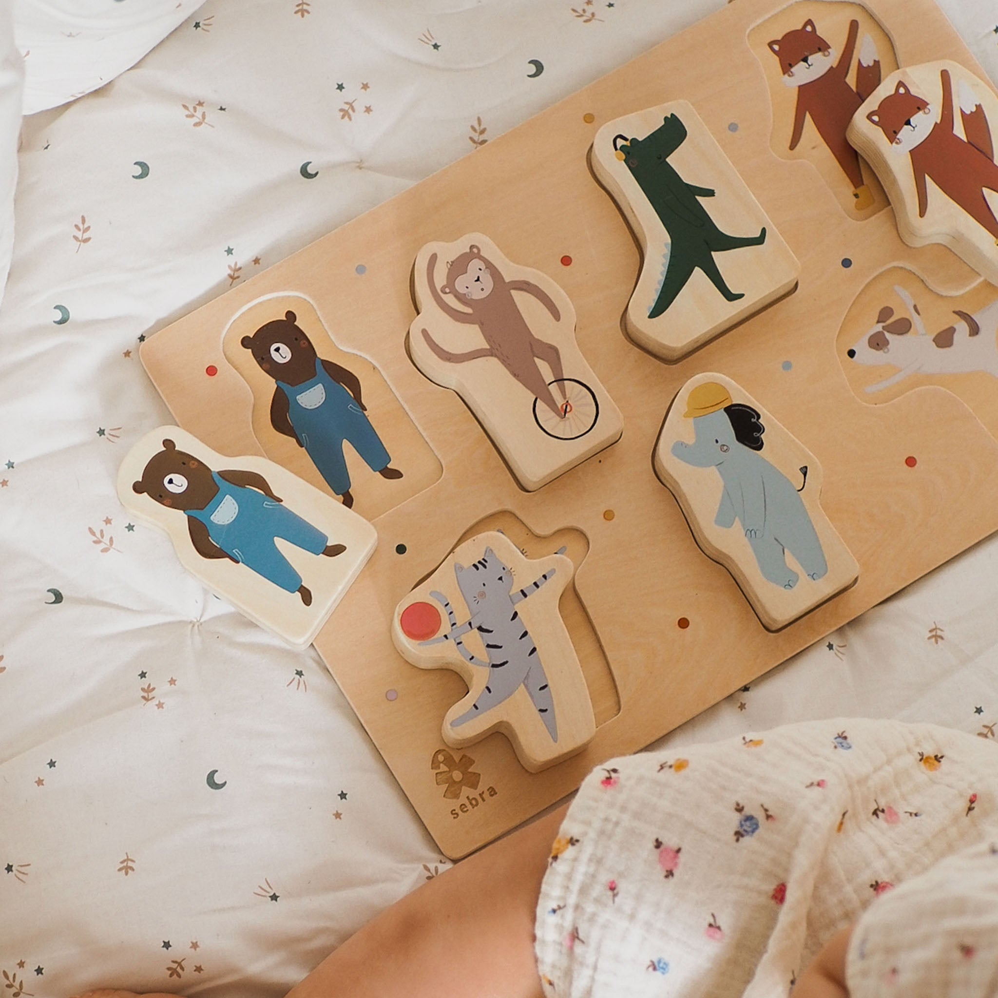 Puslespil i træ, Toes/Builders - Sebra Play - Multi – sebra.dk